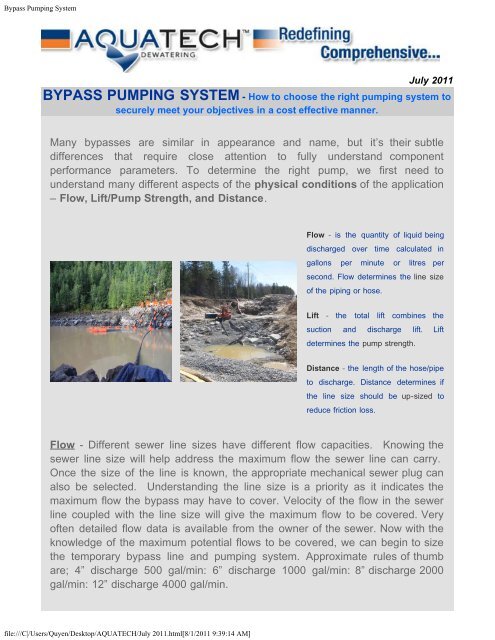 Download Bypass Pumping System - Aquatech