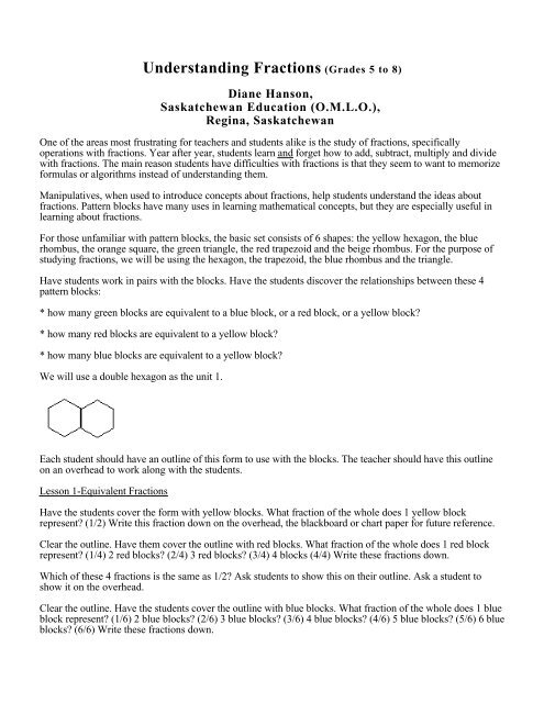 Understanding Fractions - Math Central