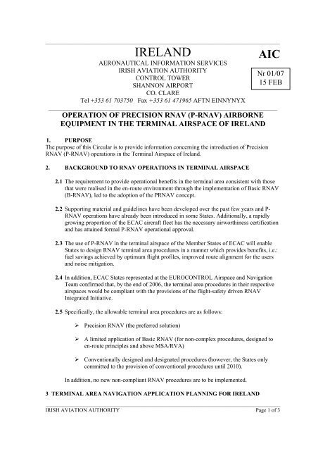 IRELAND - Irish Aviation Authority