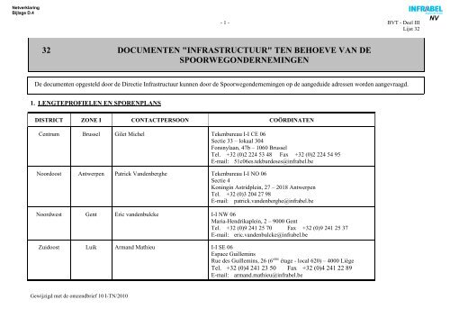 32 documenten "infrastructuur" ten behoeve van de ... - Infrabel