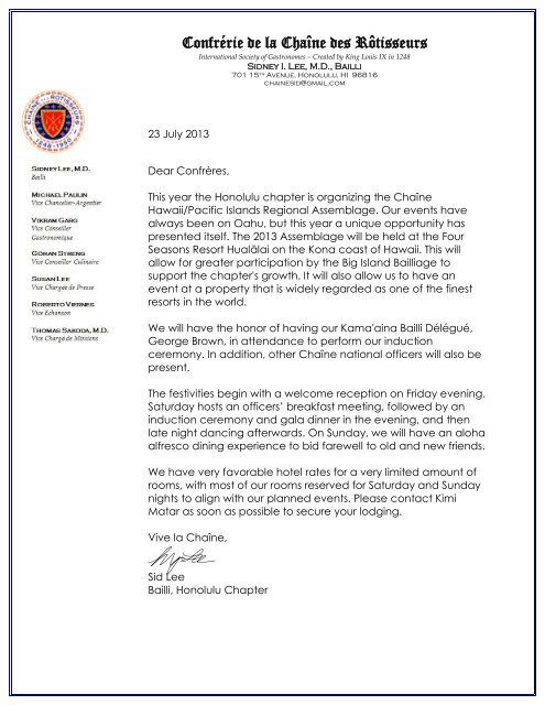 Invitation - Chaine des Rotisseurs