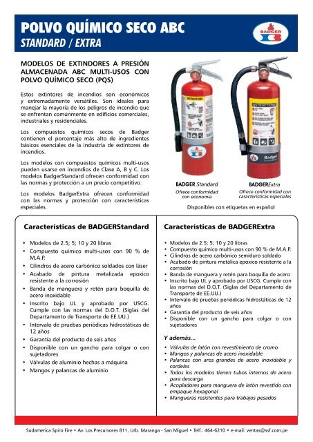 Polvo QuÃ­mico Seco ABc - Sudamerica Spiro Fire