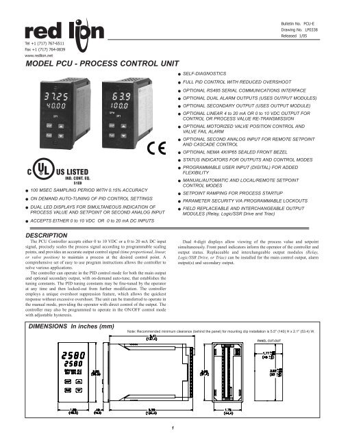 PCU Data Sheet 540KB - Red Lion Controls