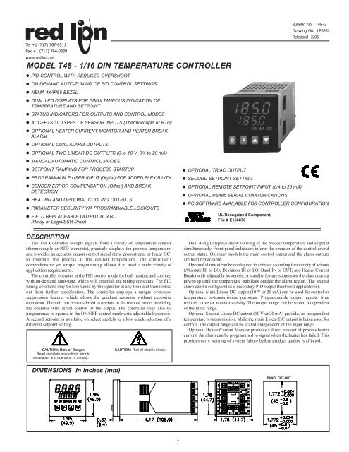 T48 Data Sheet PDF - Red Lion Controls