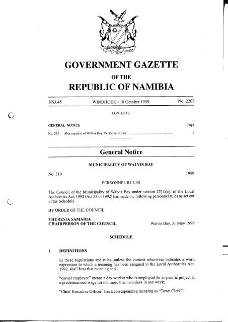 GOVERNMENT GAZETTE REPUBLIC OF NAMIBIA - saflii