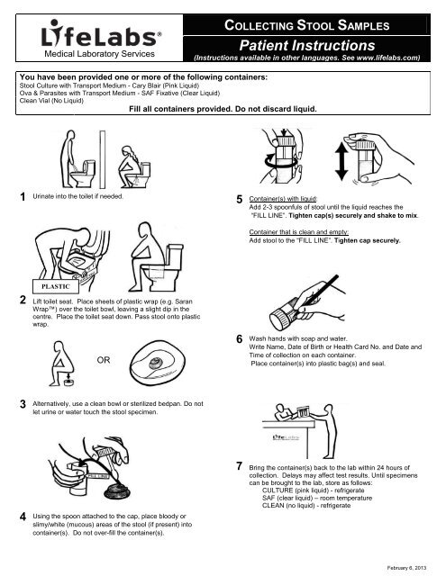 Stool Collection Instructions-English and French - Lifelabs