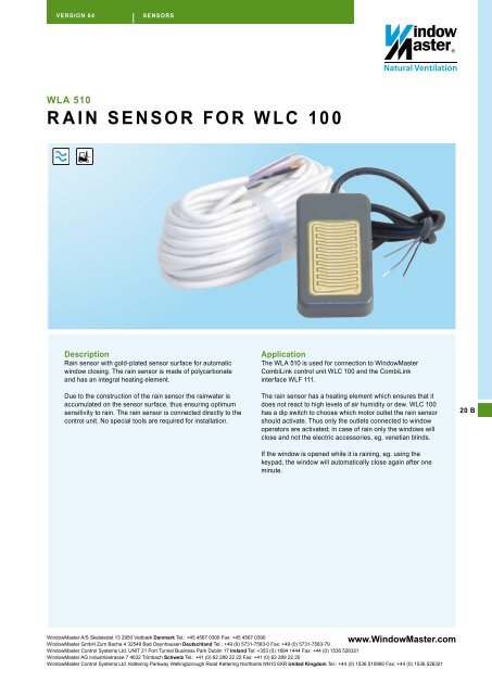 Product sheet - WindowMaster