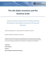The Life Styles Inventory™ A Brief Introduction - Human Synergistics