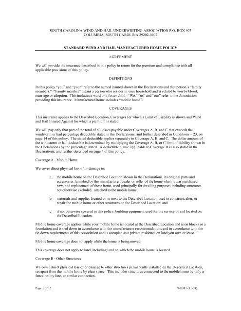 SOUTH CAROLINA WIND AND H