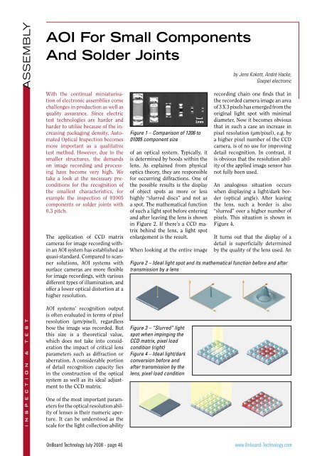 AOI For Small Components And Solder Joints - OnBoard Technology