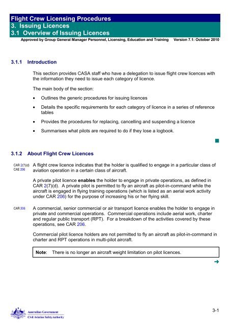 3. Issuing Licences - Civil Aviation Safety Authority
