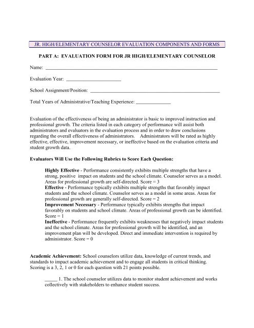 Elementary School Counselor Forms