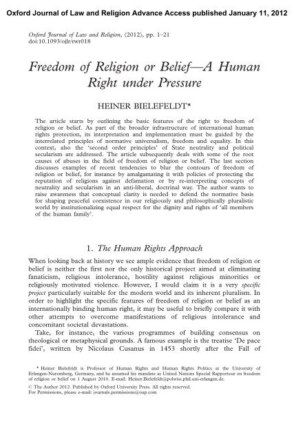 Freedom Of Religion Examples