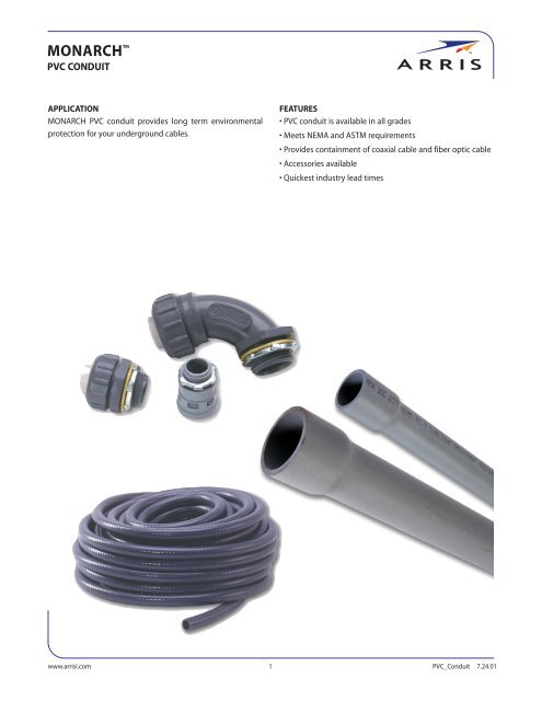 MONARCH PVC Conduit Spec Sheet - Arris