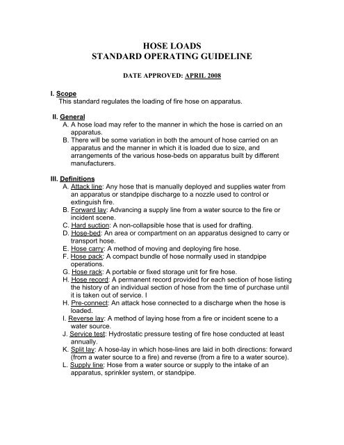 HOSE LOADS STANDARD OPERATING GUIDELINE