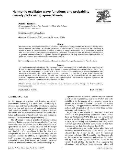 Harmonic oscillator wave functions and probability density plots ...
