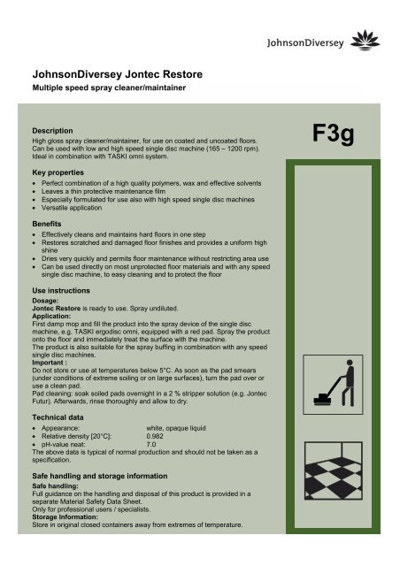 JohnsonDiversey Jontec Restore - Western Hygiene