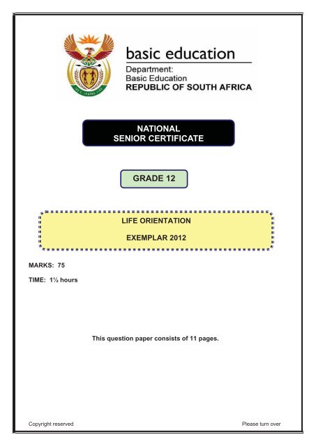 NATIONAL SENIOR CERTIFICATE GRAAD 12 GRADE 12