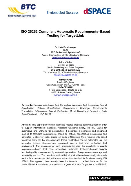 ISO 26262 Compliant Automatic Requirements-Based Testing for ...