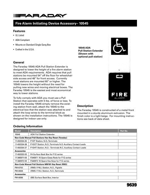 10545 ADA Pull Station Extender - Fire Equipment Inc.