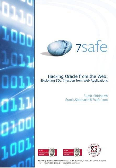 Hacking Oracle From The Web Exploiting Sql Injection Here 