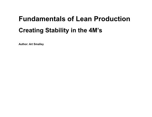 Fundamentals of Lean Production - Art of Lean