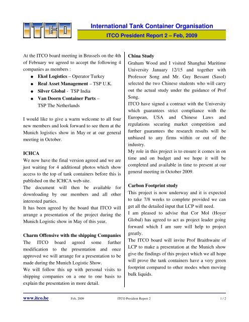 International Tank Container Organisation - Itco.be