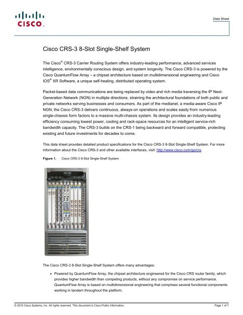 Cisco CRS-3 8-Slot Single-Shelf System - Spectra