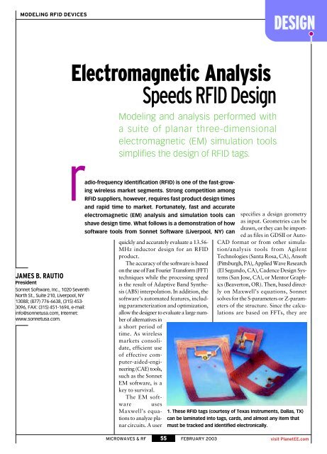 Electromagnetic Analysis Speeds RFID Design - Sonnet Software