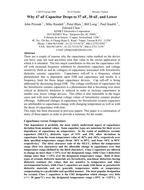 Why 47 uF Capacitor Drops to 37 uF, 30 uF, and Lower - ECA Digital ...