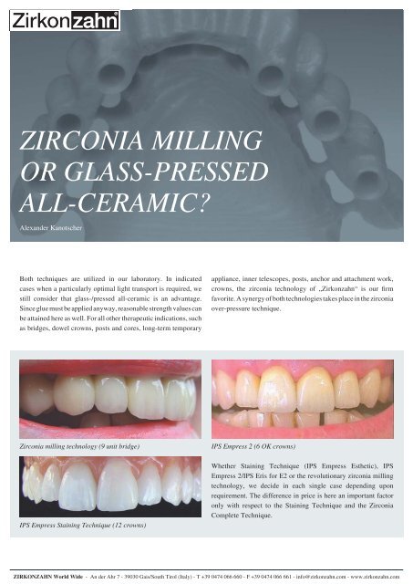 zirconia milling or glass-pressed all-ceramic? - Zirkonzahn