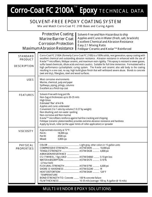Corro Coat FC 2100 A data sheet - Progressive Epoxy Polymers