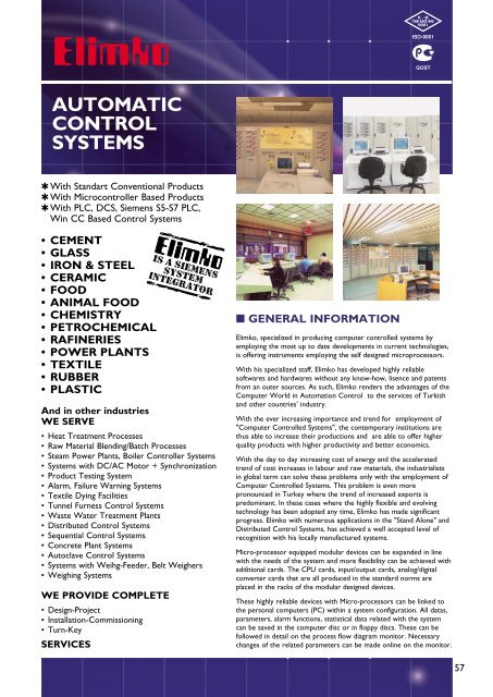 AUTOMATIC CONTROL SYSTEMS - Elimko