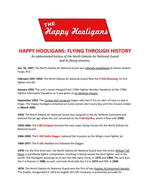 happy hooligans: flying through history - North Dakota National Guard