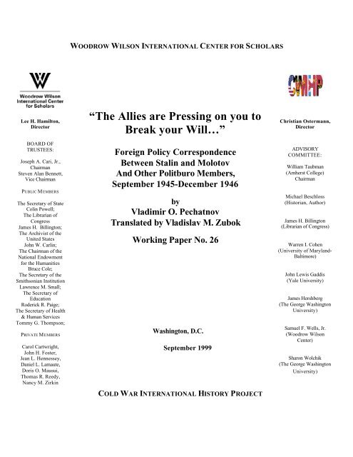"The allies are pressing on you to break your will" - Woodrow Wilson ...