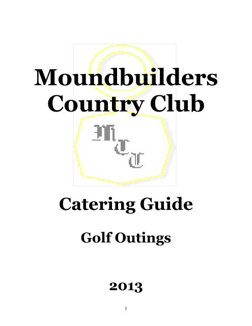 Golf Outing Menu - Moundbuilders Country Club