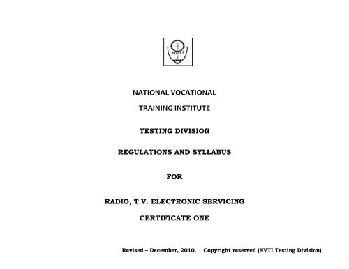 electronics certificate 1 - NVTI