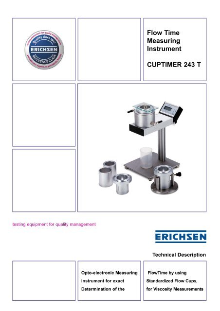 Flow Time Measuring Instrument CUPTIMER 243 T