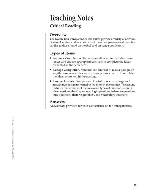 Critical Reading_25 pages of exercises w Answer ... - Azinga Cartoons