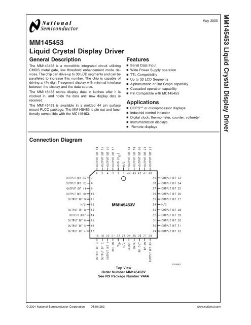 MM145453 Liquid Crystal Display Driver - Datasheetz