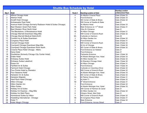 Shuttle Bus Routes Chart as of 7.14.08 - RSNA 2008