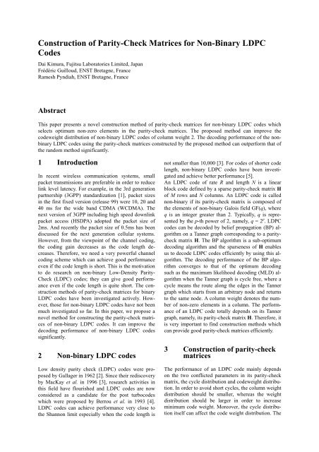 Construction Of Parity Check Matrices For Non Binary Ldpc Codes