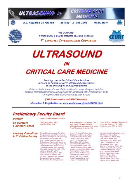 ULTRASOUND in CRITICAL CARE MEDICINE - Winfocus