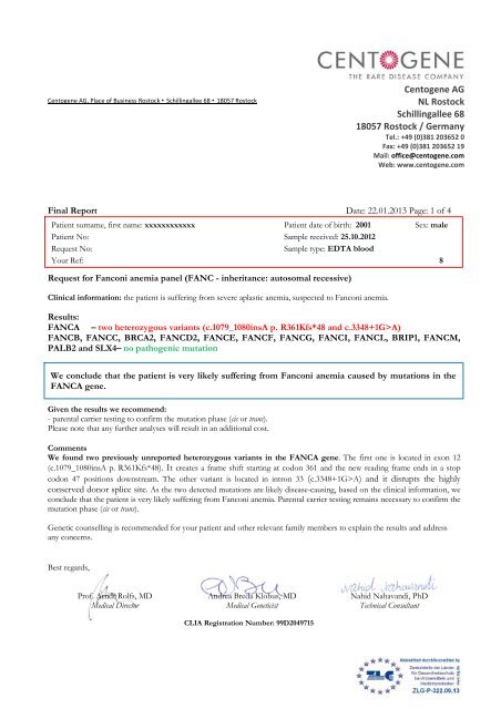 example NGS reports - CENTOGENE