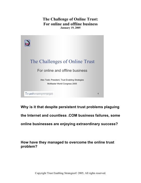 speaker notes - Trust Enablement