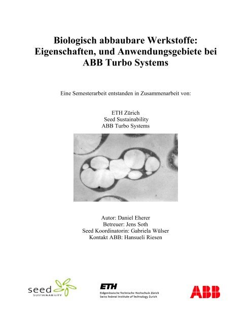 Semesterarbeit von Daniel Eherer - ETH Seed Sustainability
