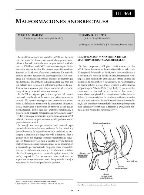 Malformaciones anorrectales. - sacd.org.ar