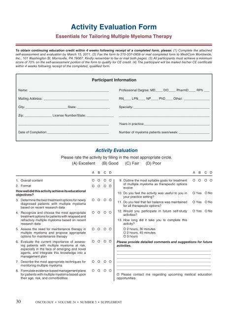 Activity Evaluation Form