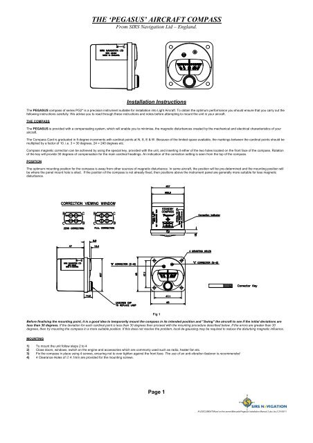 THE 'PEGASUS' AIRCRAFT COMPASS - SIRS Navigation Ltd.