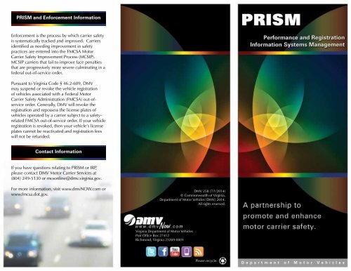 PRISM Brochure - Virginia Department of Motor Vehicles ...